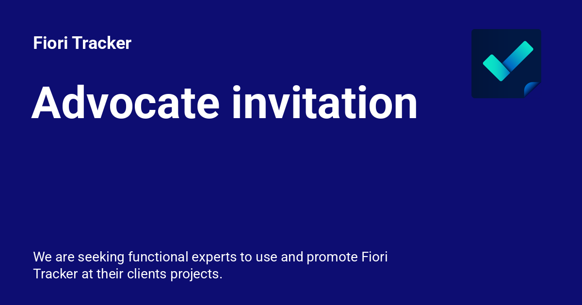 Advocate invitation - Fiori Tracker